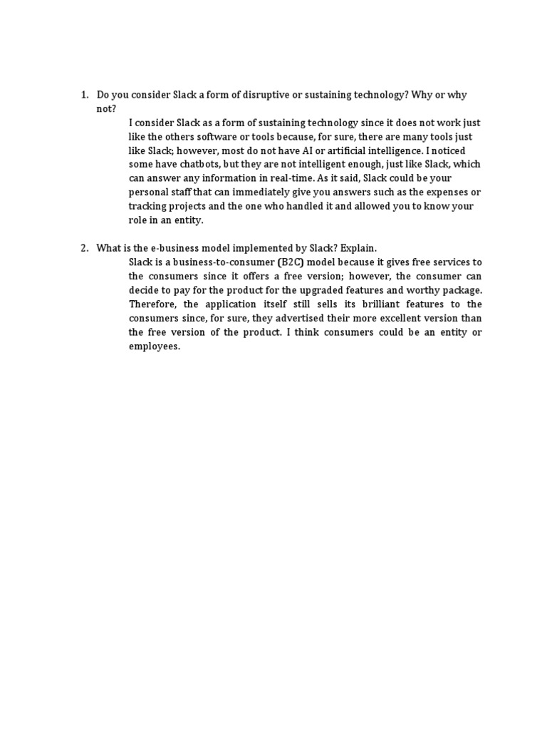 Slack: Sustaining Tech & B2C Model | PDF