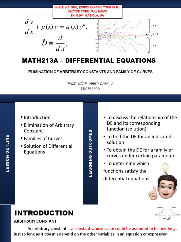 Ln2 Sync Elimination of Arbitrary Constants and Families of Curves g079 A g097 A | PDF ...