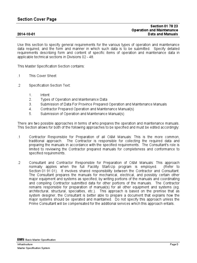 Operation & Maintenance Spec Guide | PDF | Specification (Technical ...
