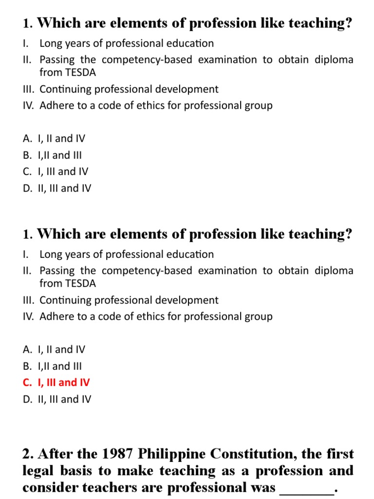 Which Are Elements of Profession Like Teaching? | PDF | Educational ...