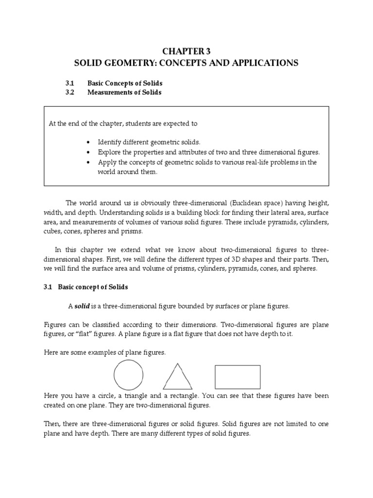 Chapter 3.1 Basic Concepts of Solids | PDF | Shape | Area