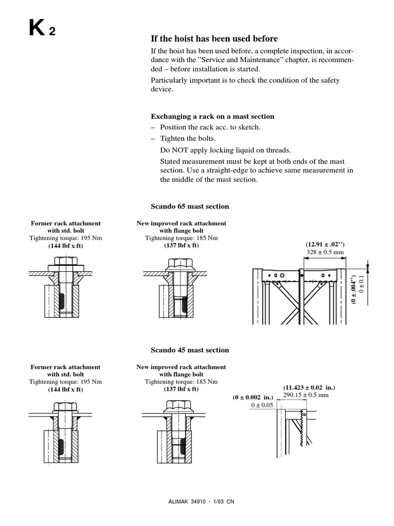 Alimak Passenger Hoist Installation Guide | PDF | Manufactured Goods ...