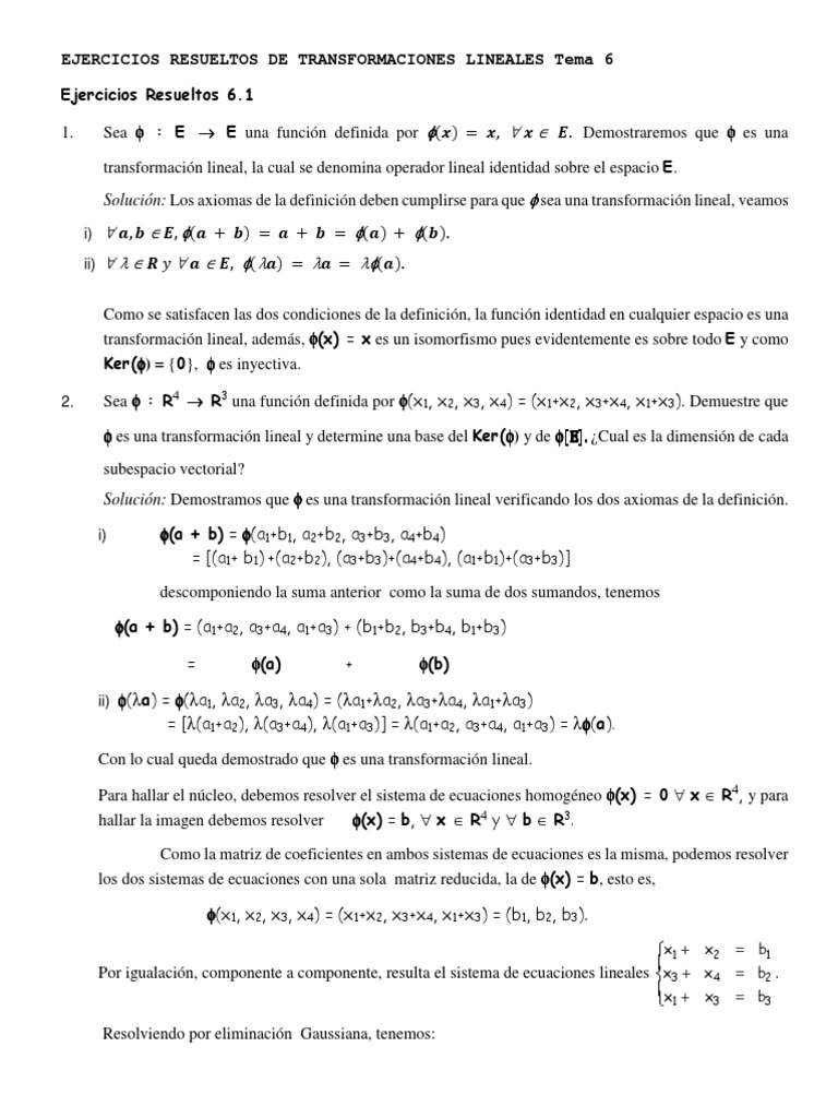 Transformaciones Lineales Resueltas | PDF | Mapa lineal | Matriz (Matemáticas)