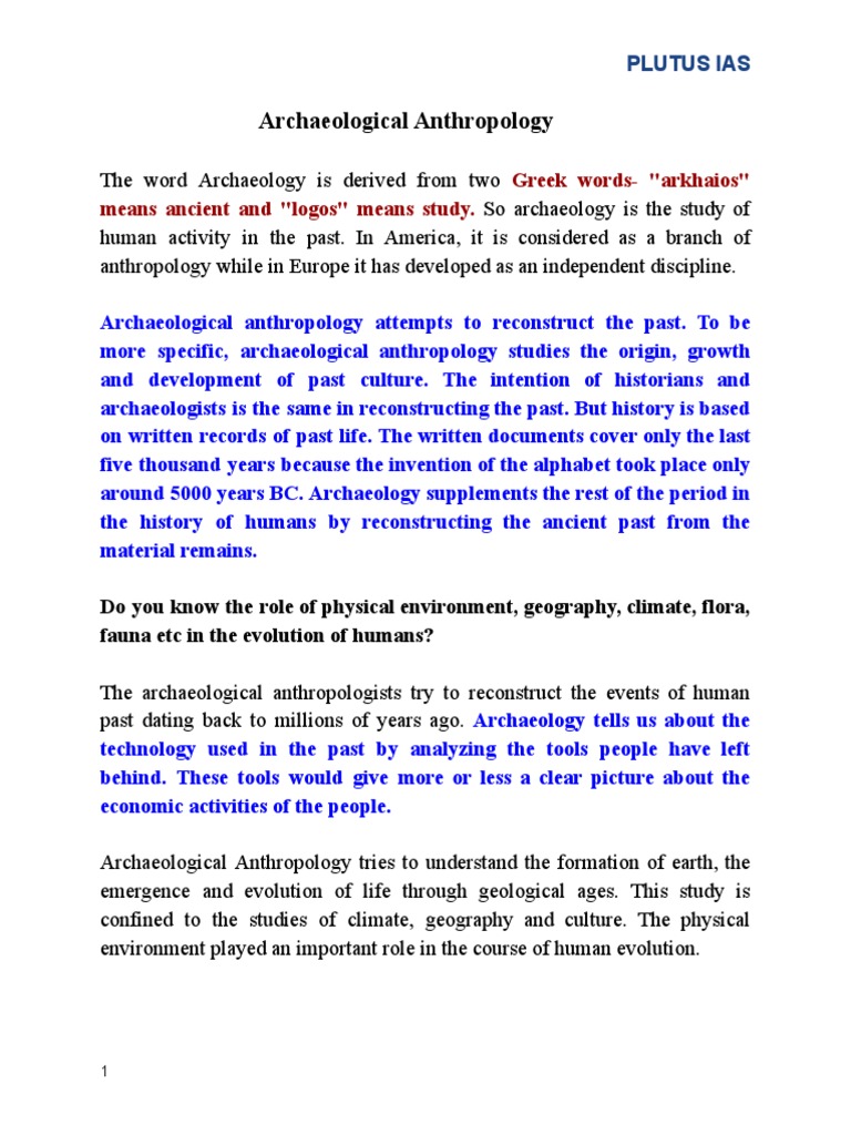 Basics of Archaeological Anthropology | PDF | Paleolithic | Geologic ...