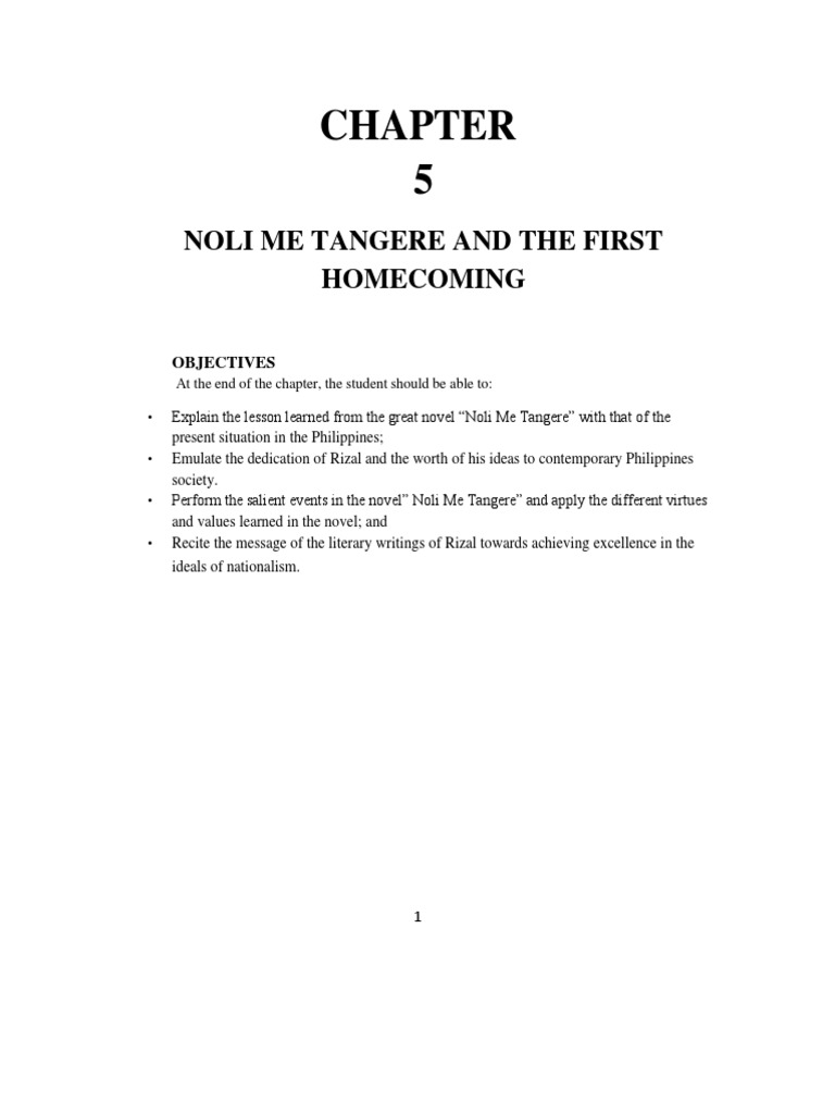 LWR Readings Chapter 5 - Noli Me Tangere and The First Homecoming | PDF | General Fiction