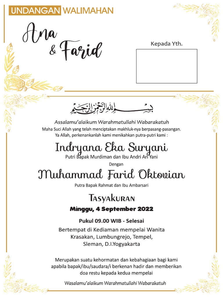 Undangan HVS A5 Shopee | PDF