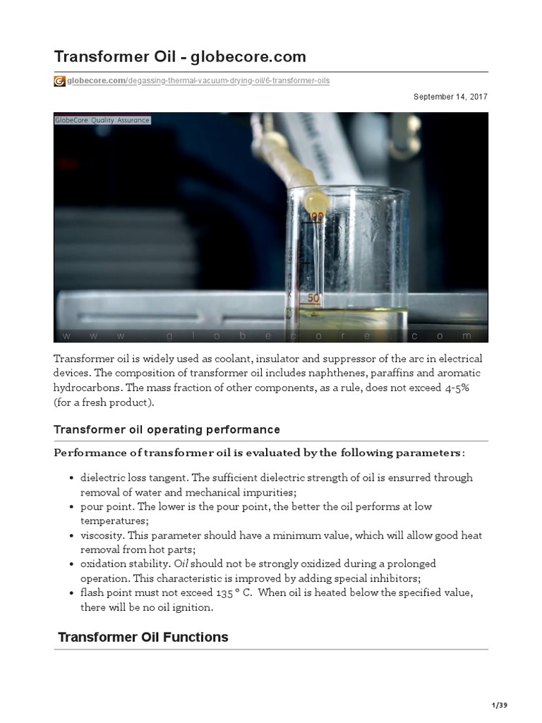 Transformer Oil DGA Test Interpretation Globecore | PDF | Solubility ...