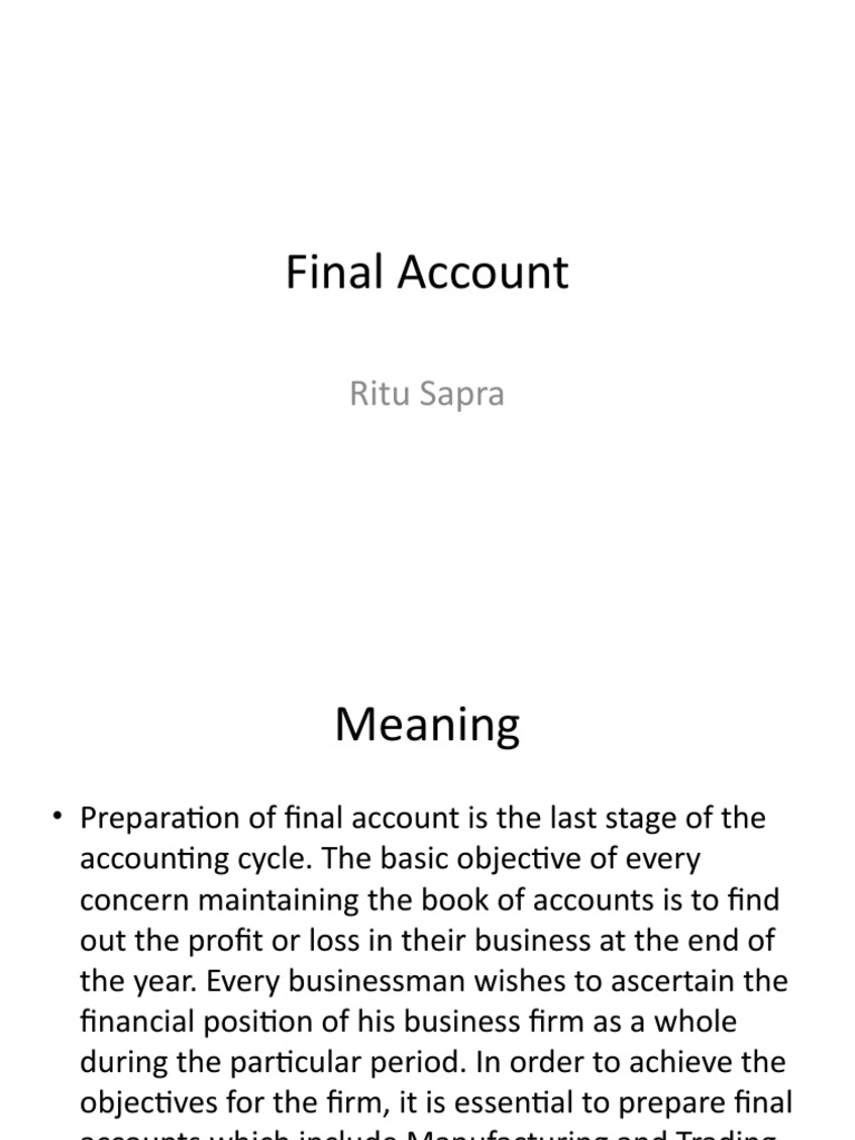 Final Account | PDF | Expense | Cost Of Goods Sold
