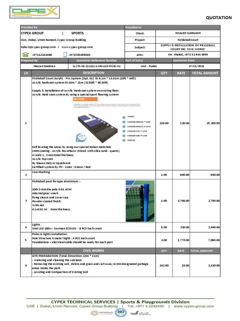Cypex Group - Sports: LN QTY Rate Total Amount Description | PDF | Civil Engineering | Building ...