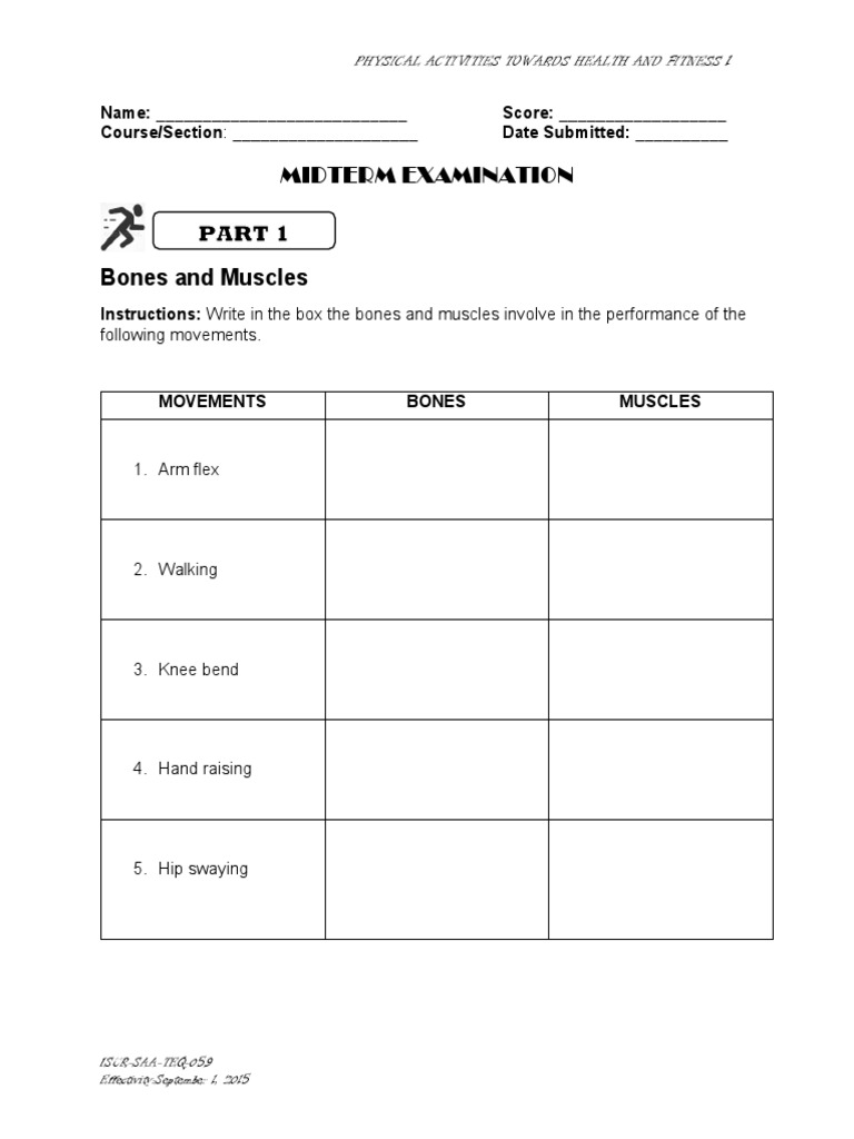 Pe 1 - Midterm-Exam | PDF | Skeletal Muscle | Human Anatomy