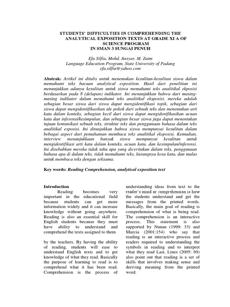 Reading Analytical Exposition | PDF