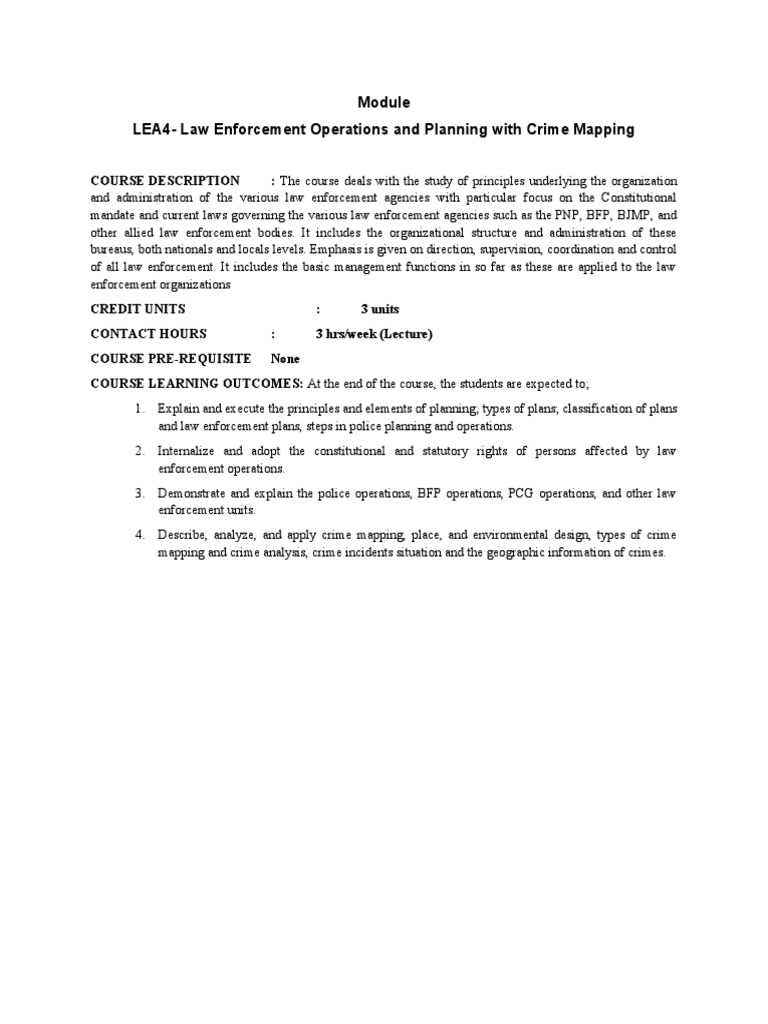 Module 1 - Law Enforcement Operations and Planning With Crime Mapping ...