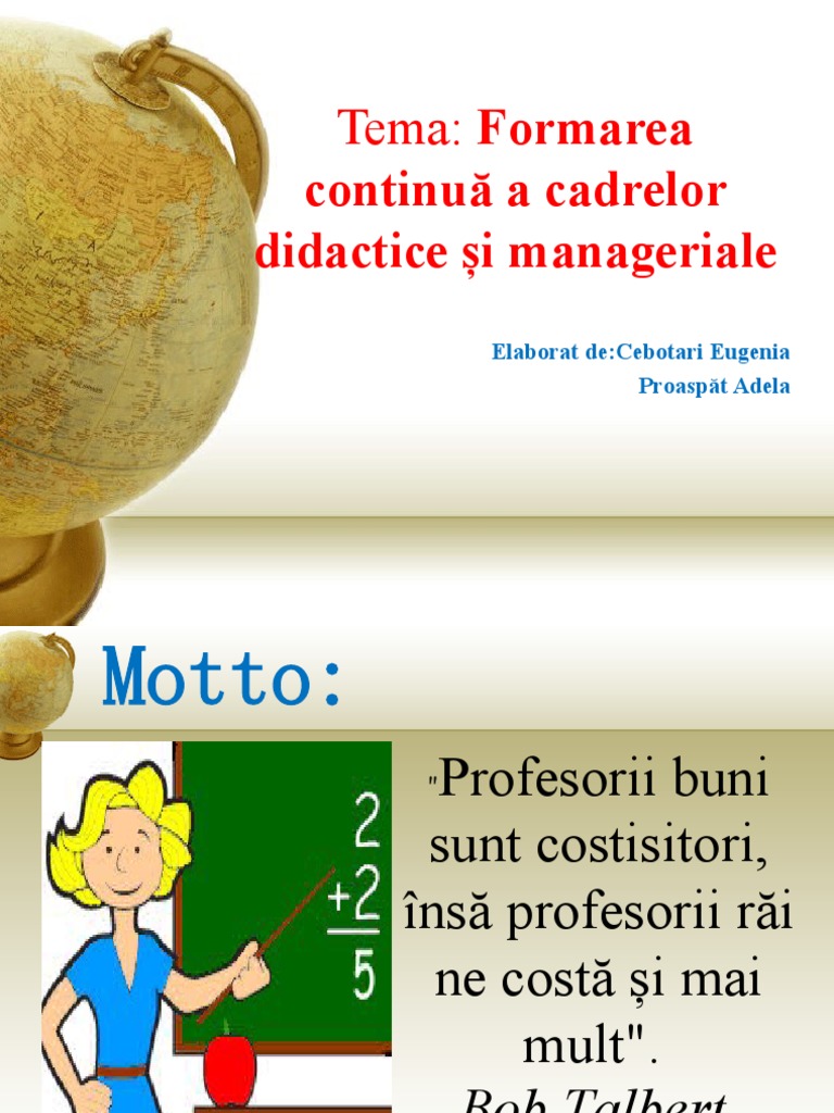 Formarea Continua A Cadrelor Didactice Si Manageriale. | PDF