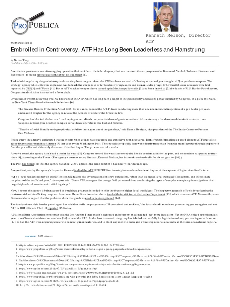 11-07-05 Embroiled in Controversy, ATF Has Long Been Leaderless and ...