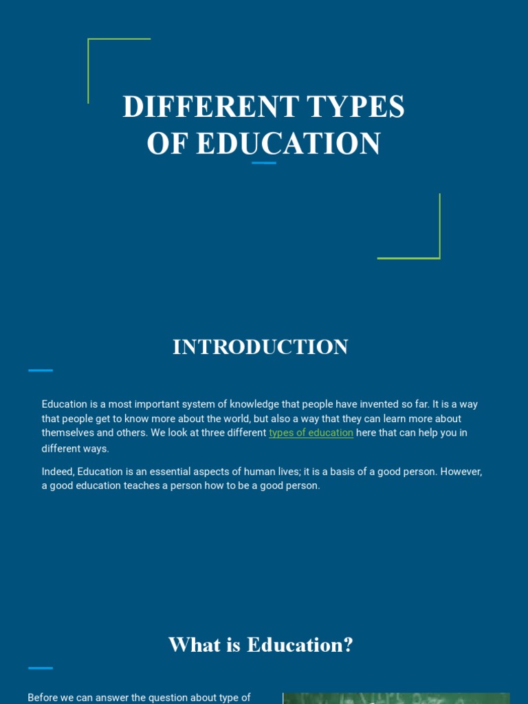 Different Types of Education | PDF | Schools | Learning