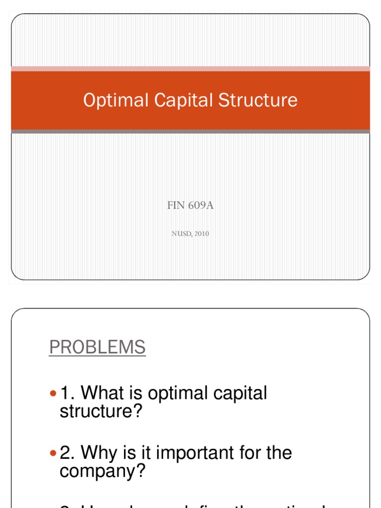 Optimal Capital Structure | PDF