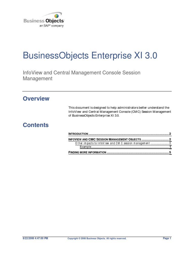 Businessobjects Enterprise Xi 3.0: Infoview and Central Management ...