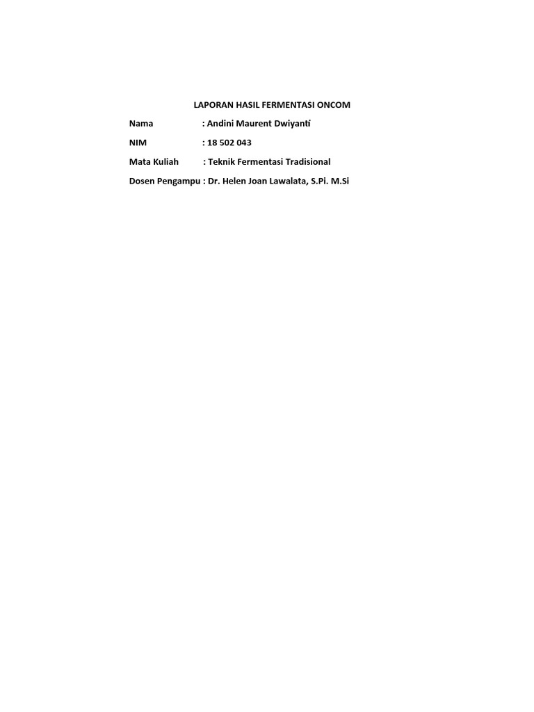 Panduan Pembuatan Oncom Fermentasi | PDF