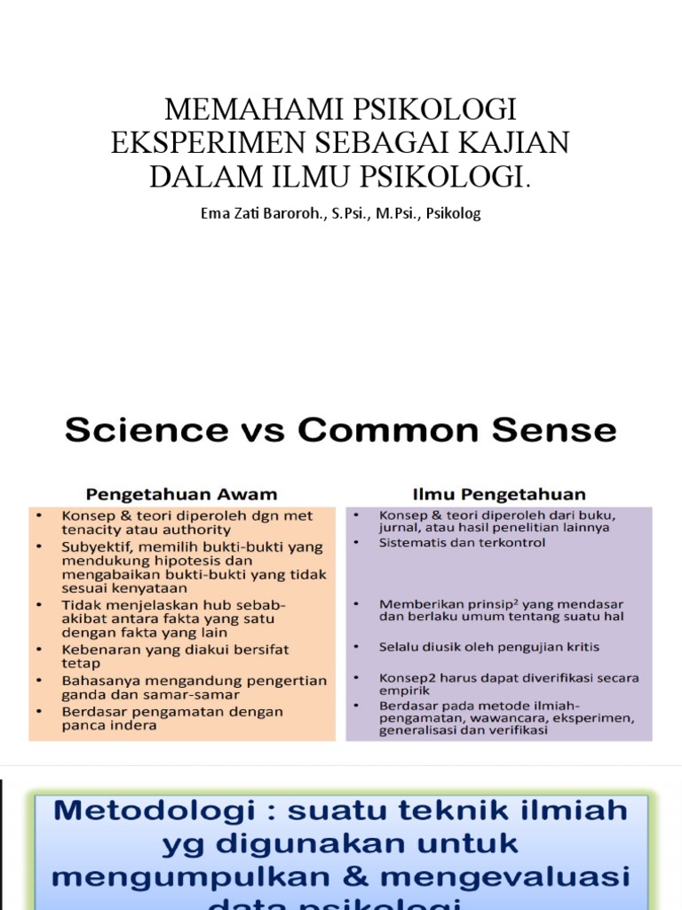 Psikologi Eksperimen 1 | PDF