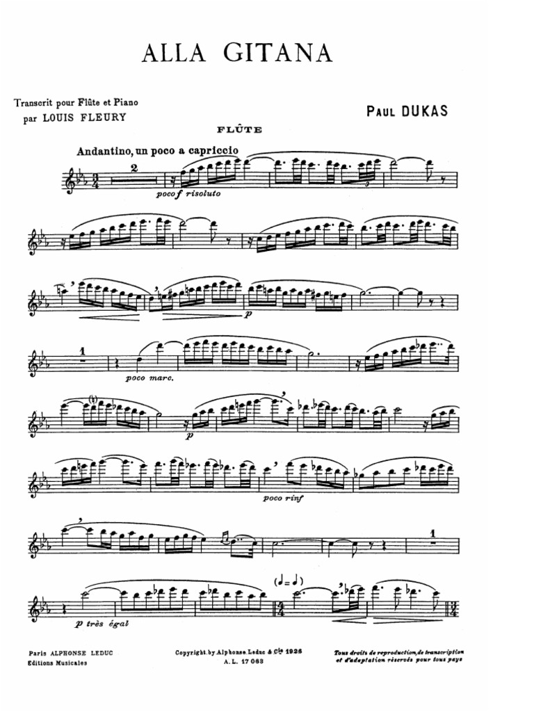 Paul Dukas - Alla Gitana, Fl. | PDF