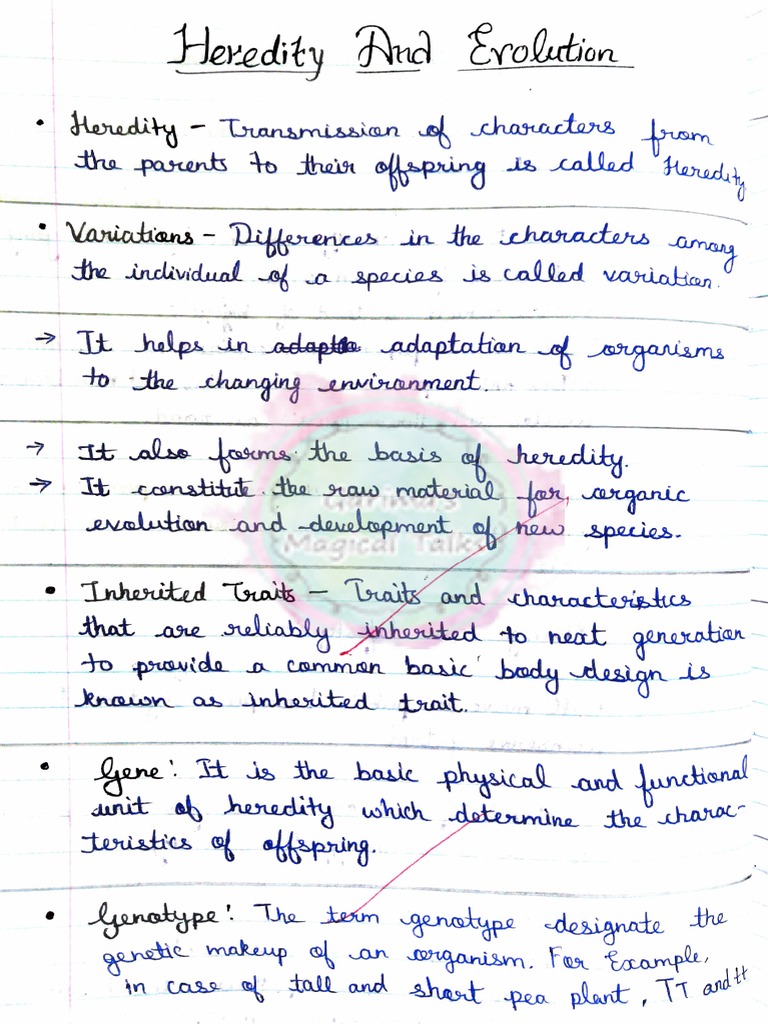 Notes Heredity And Evolution Pdf 3541