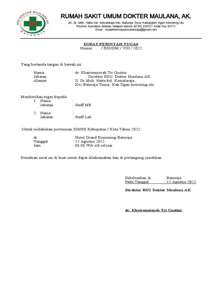 Contoh Surat Tugas | PDF