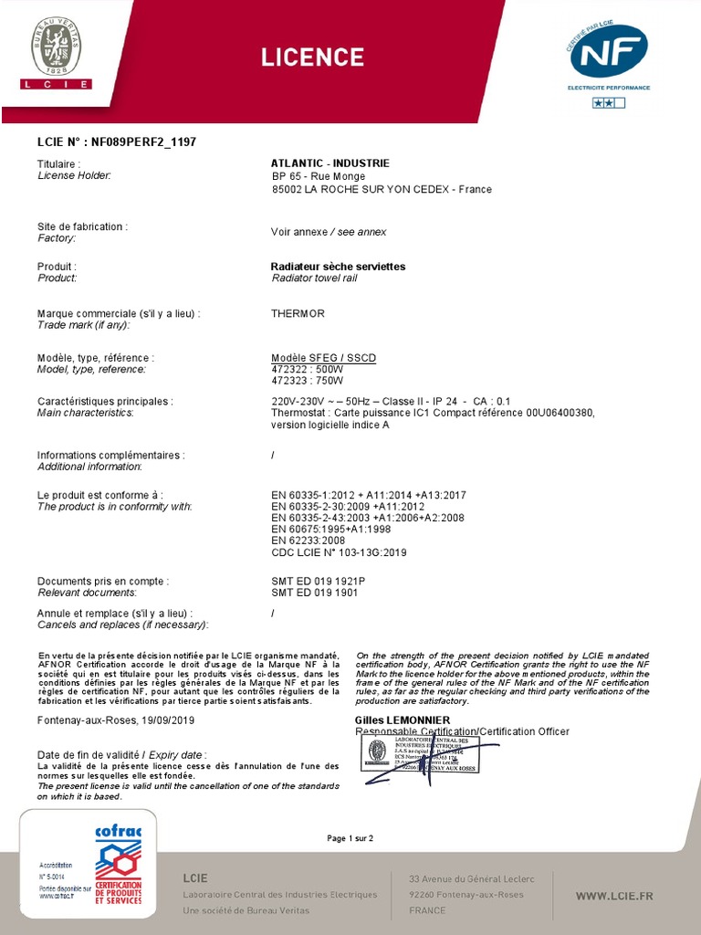 THERMOR - SSCD - Licence | PDF