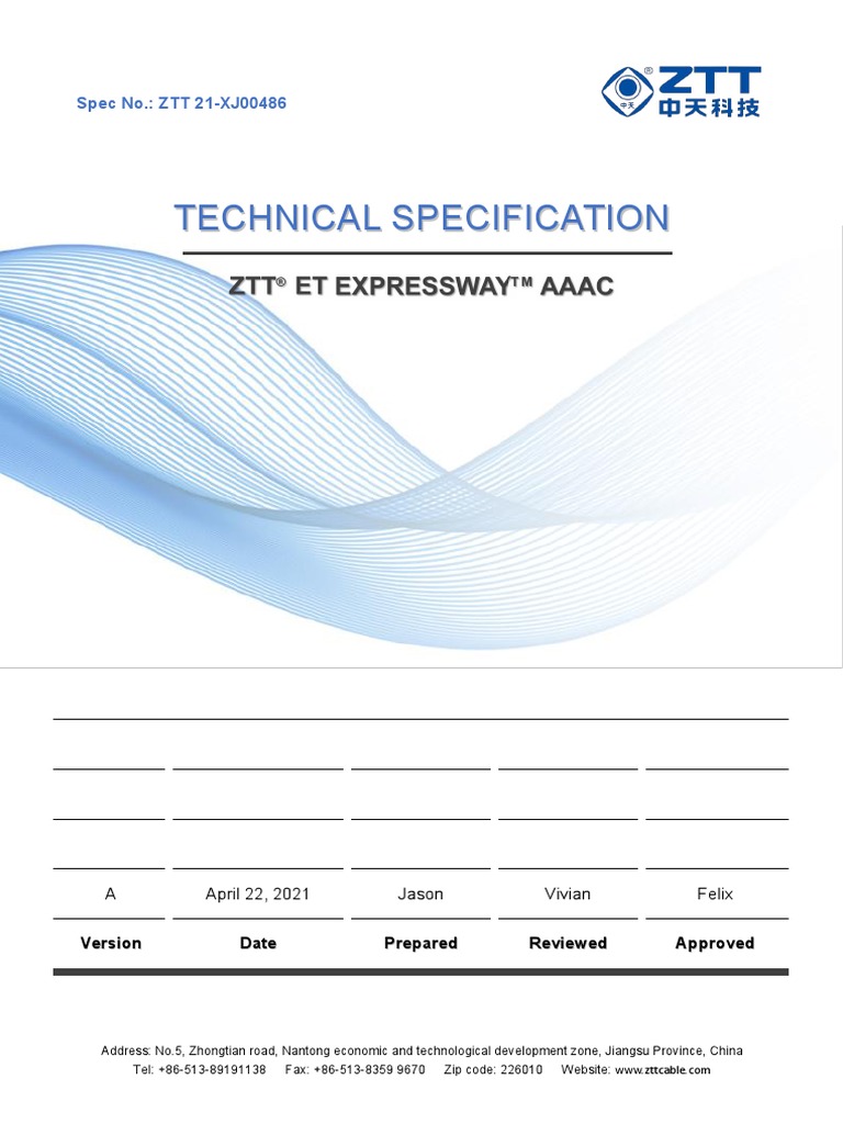ZTT Et Expressway AAAC Conductor 21-Xj00486 | PDF | Electrical Resistivity And Conductivity ...