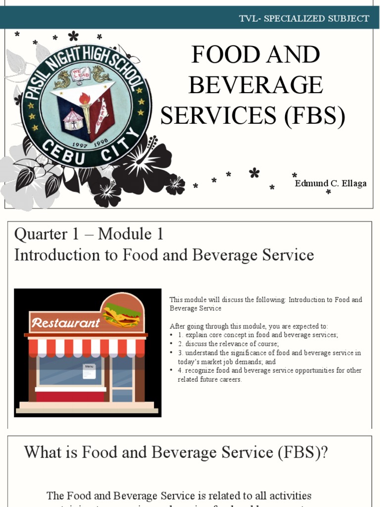 Fbs Lesson 1 Module 1 Pdf Foods Restaurants