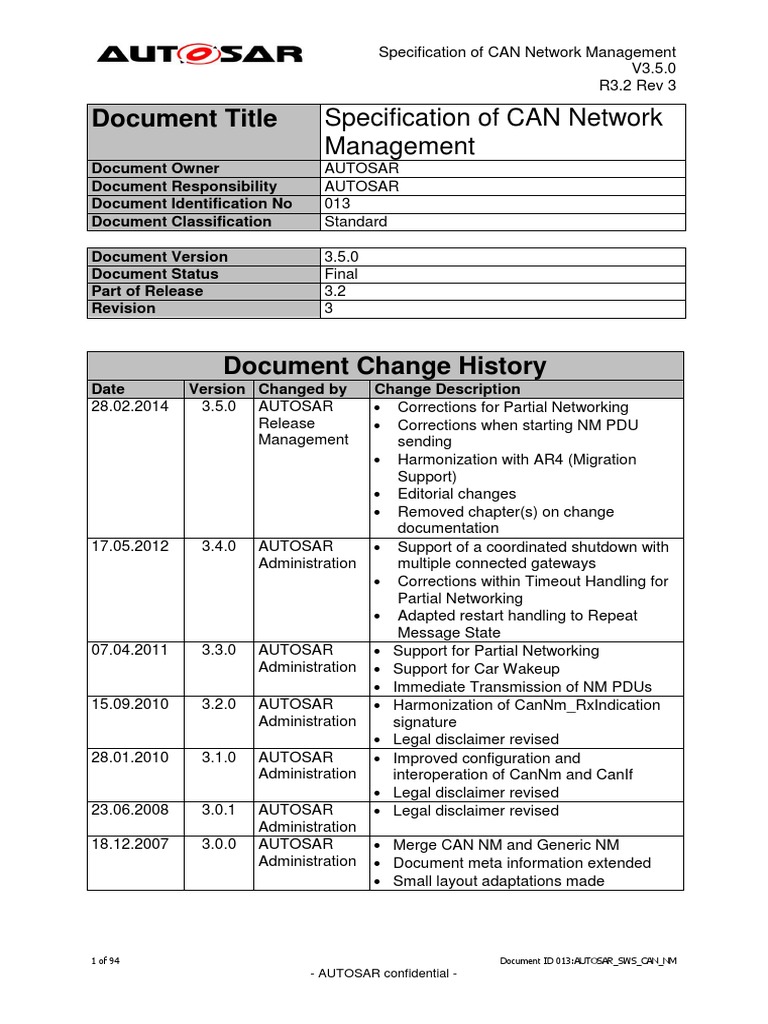Autosar Sws Can NM | PDF