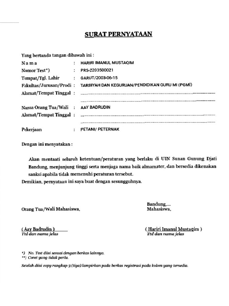 Surat Pernyataan | PDF