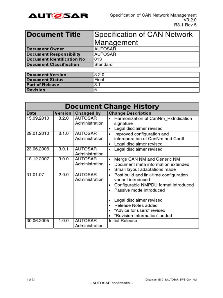 Autosar SWS Can NM | PDF | Specification (Technical Standard) | Data Type