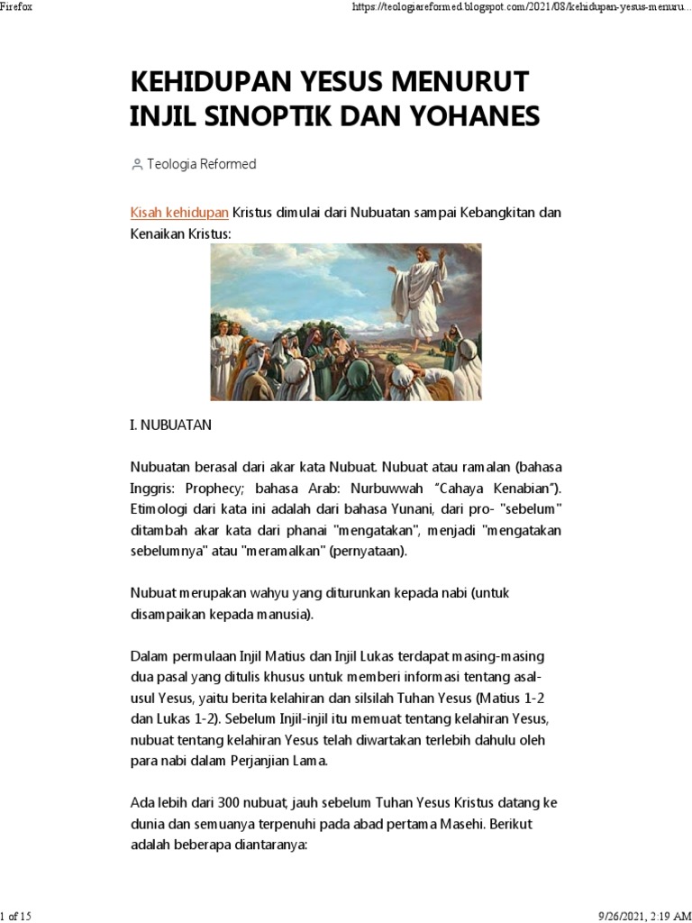 Kehidupan Yesus dalam Injil Sinoptik | PDF | Sejarah | Agama ...