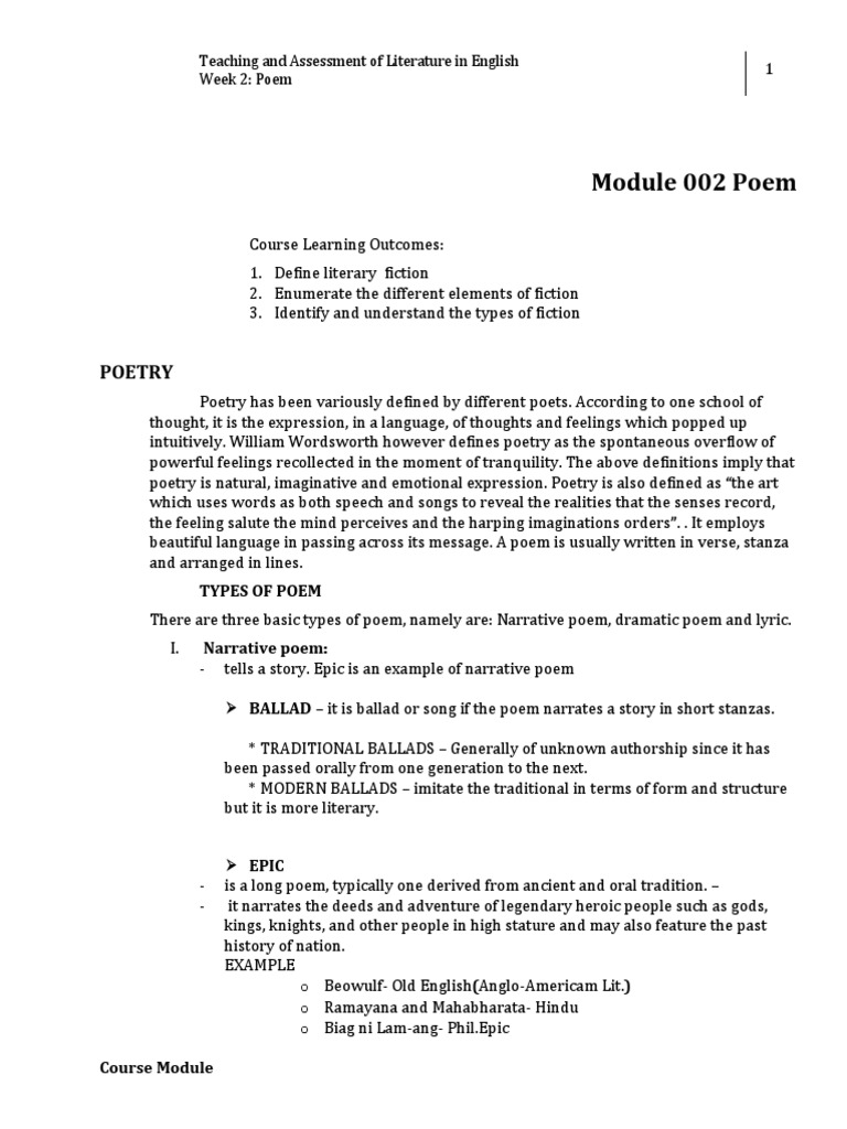 Understanding Poetry: Types and Elements | PDF | Poetry | Rhyme