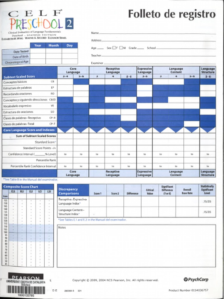 CELF-4 - Folleto de Registro | PDF