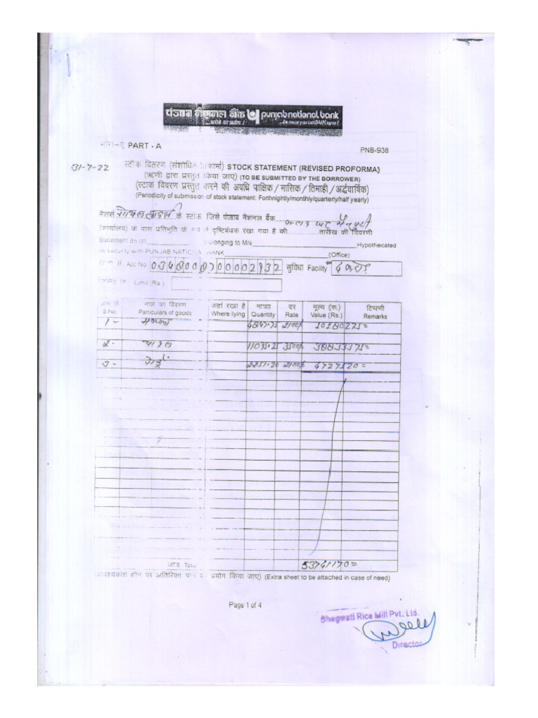 Stock Statement Goyal 31.7.22 | PDF