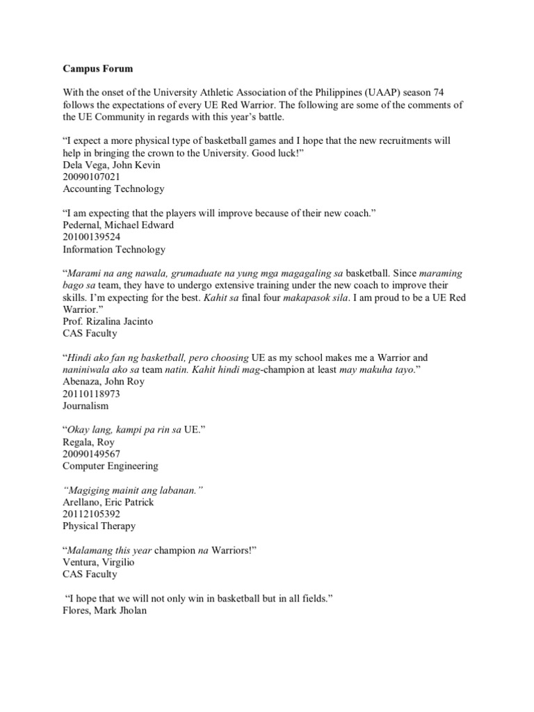 Campus Forum Season 74 | PDF