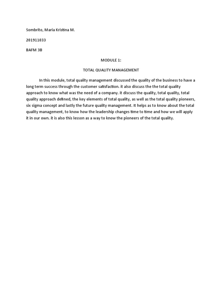 TQM Module 1-4 | PDF