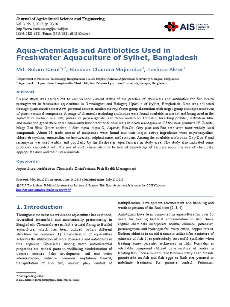 Aqua Chemicals Freshwater | PDF | Aquaculture | Chemical Substances