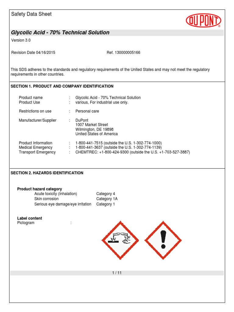 Glycolic Acid Sds | PDF | Toxicity | Personal Protective Equipment
