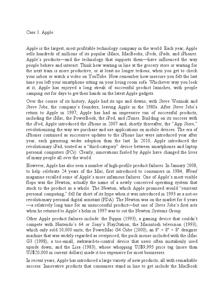 Case 1 - Apple - Revolutionary Innovation | PDF | Apple Inc. | Steve Jobs