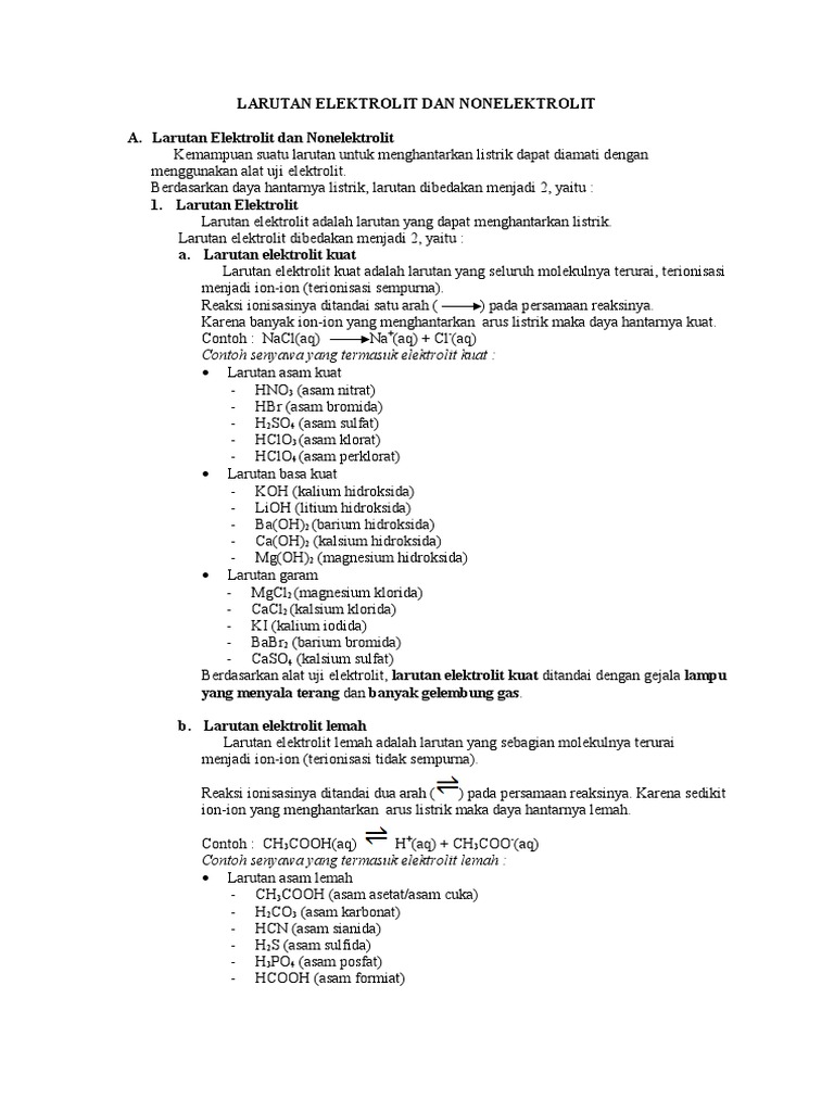 Larutan Elektrolit Dan Nonelektrolit | PDF