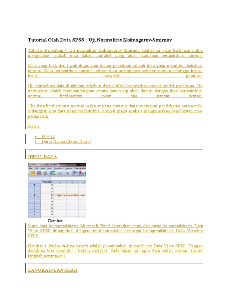 Tutorial Olah Data SPSS | PDF