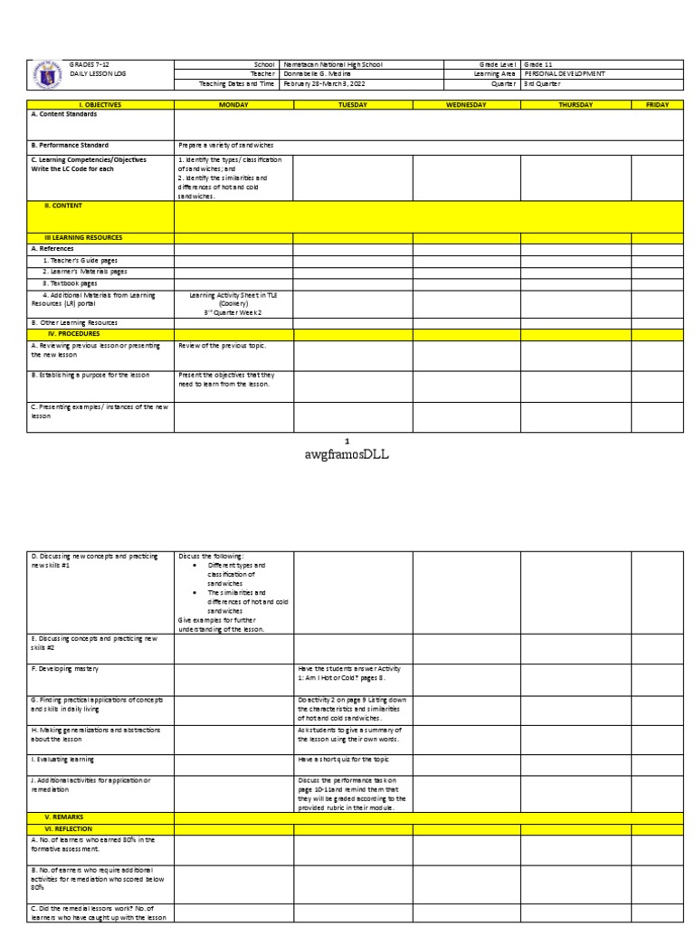 DLL For Grade 9 Tle Week 2 | Download Free PDF | Learning | Teaching