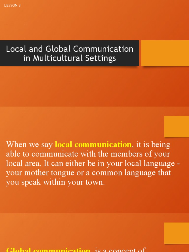Local and Global Communication in Multicultural Settings | PDF