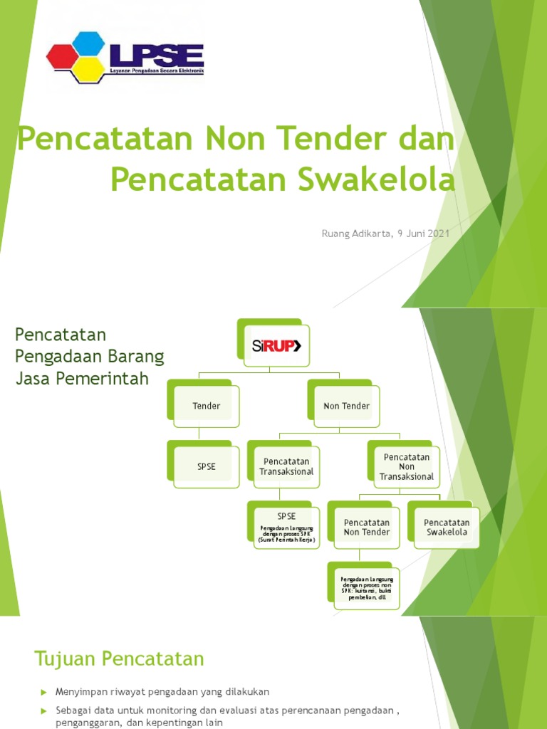Pencatatan Non Tender di SPSE 4.4 | PDF | Pengelolaan Keuangan & Uang