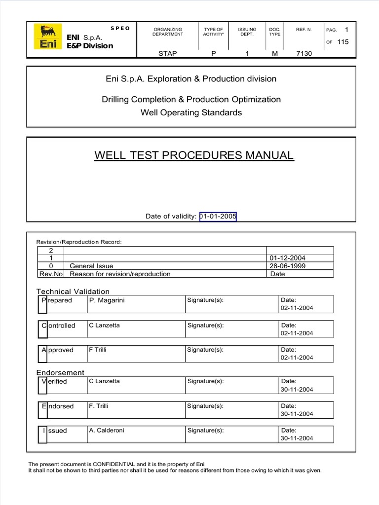 Dokumen - Tips Eni Well Test Procedures Manual | PDF | Casing (Borehole ...