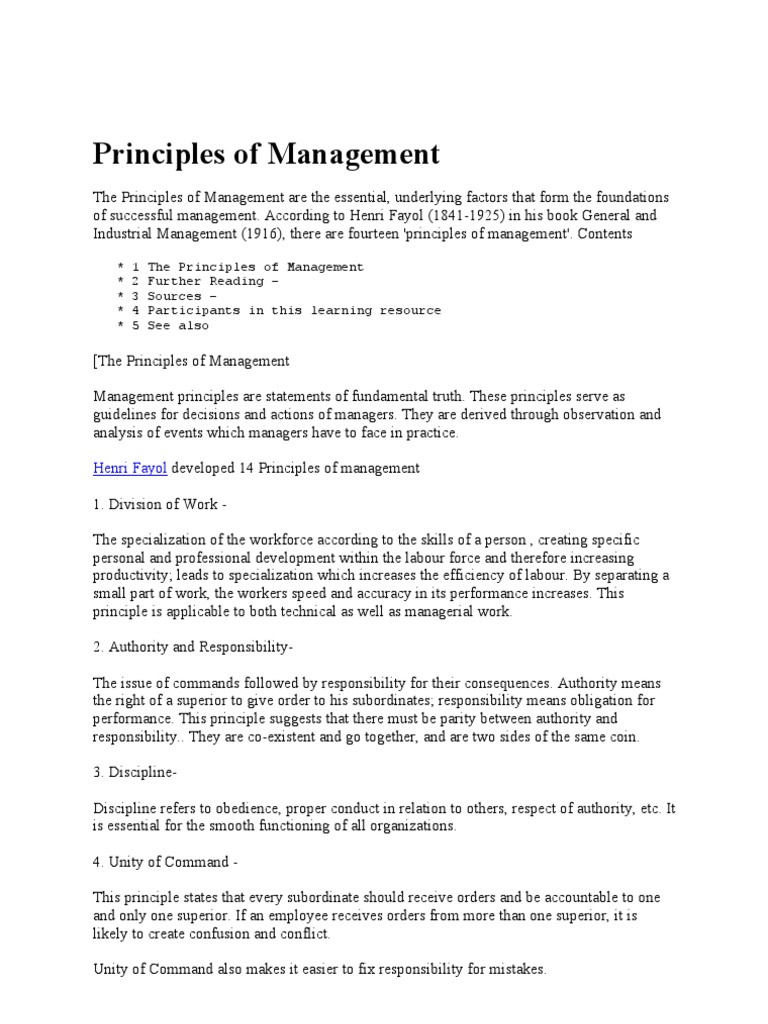 14 Principles of Management Explained | PDF | Hierarchy | Employment