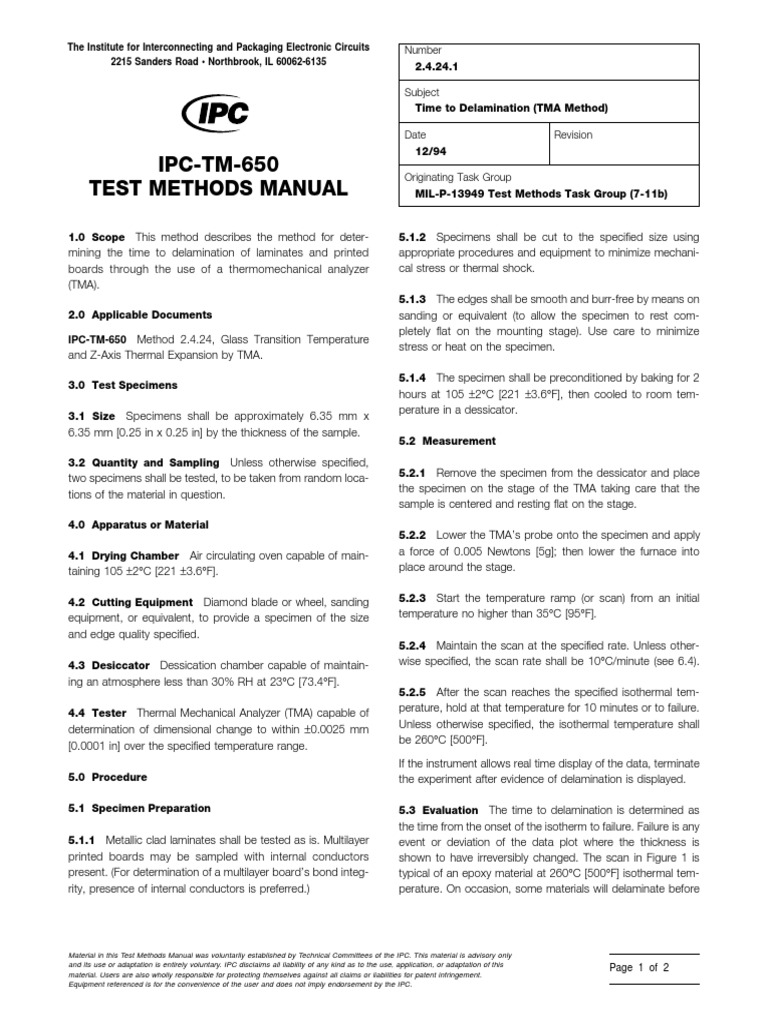 Ipc-Tm-650 2.4.24.1 | Download Free PDF | Transmission Electron Microscopy | Temperature