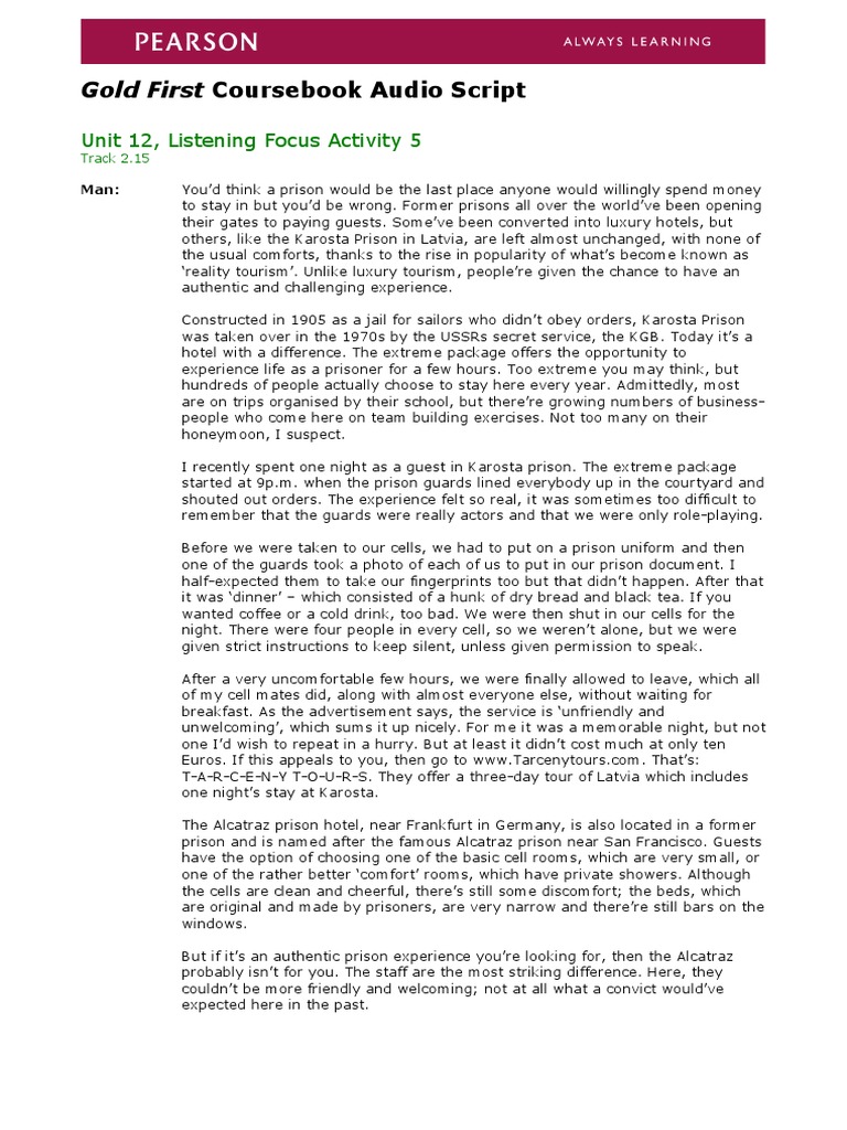 U12 Audio Script | PDF | Prison